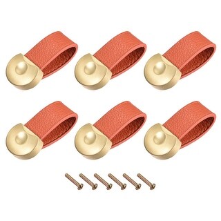 Drawer Knobs, 3.15" 6Pcs Leather Dresser Handle Door Pulls Cupboard Pull, Orange - Bed Bath ...